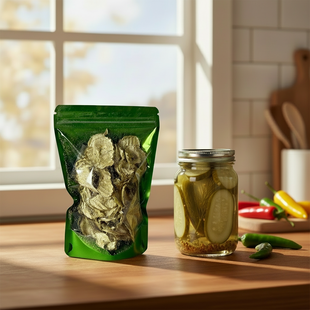 Freeze-Dried Spicy Dill Pickle Slices – World of Wood Gems and Minerals